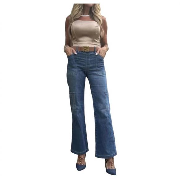 BEVY FLOG | Jeans | New Bevy Flog Rose Cargo Jeans In Dark Denim | Poshmark
